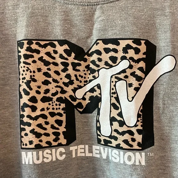 MTV | Tops | Lightweight Mtv Crew Neck Sweater With Leopard Print Logo ...